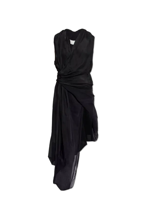 MAISON MARGIELA Asymmetrical Draped Maxi Dress - Black