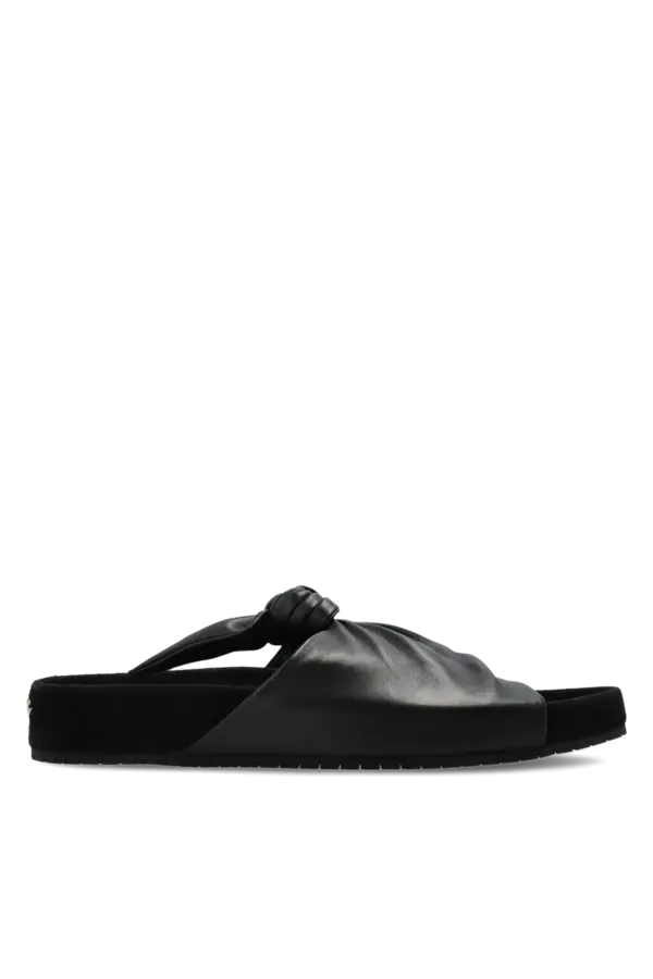 LANVIN Cocoon Leather Slides With Sculptural Knot Detailing - Black
