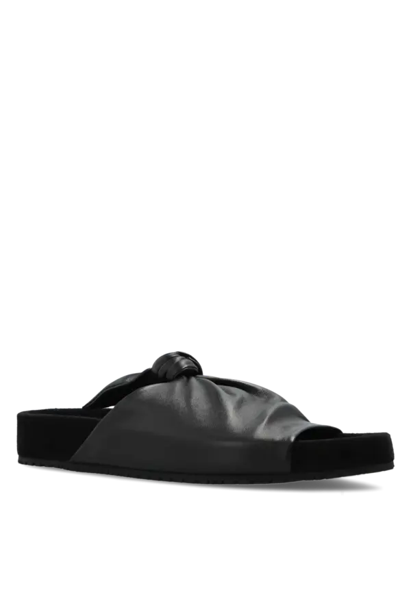 LANVIN Cocoon Leather Slides With Sculptural Knot Detailing - Black