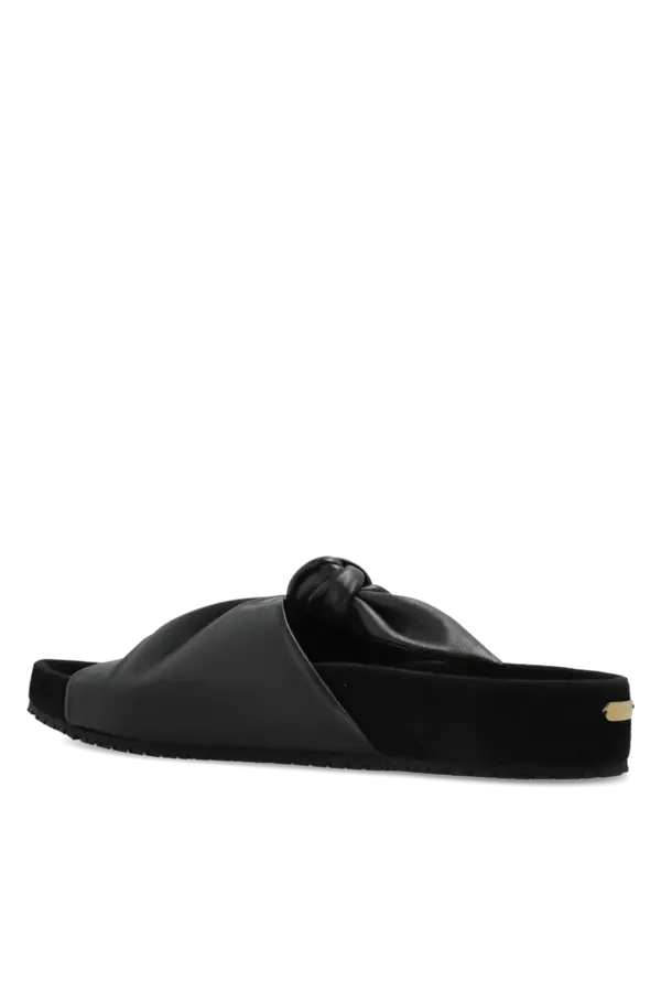 LANVIN Cocoon Leather Slides With Sculptural Knot Detailing - Black