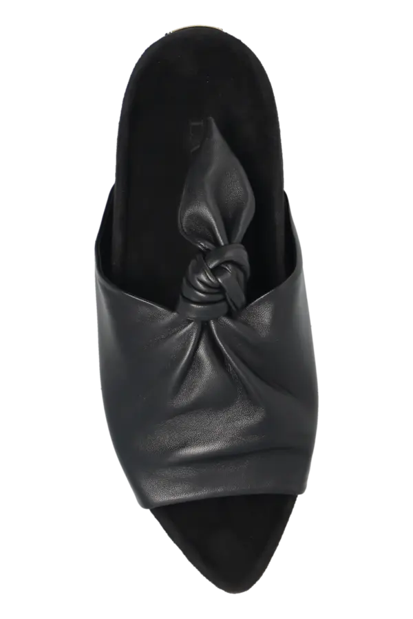 LANVIN Cocoon Leather Slides With Sculptural Knot Detailing - Black