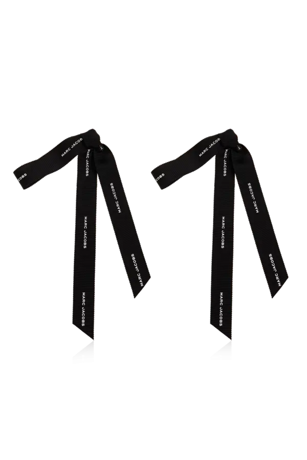 Marc Jacobs Long Logo Ribbon Dangle Earrings - Black