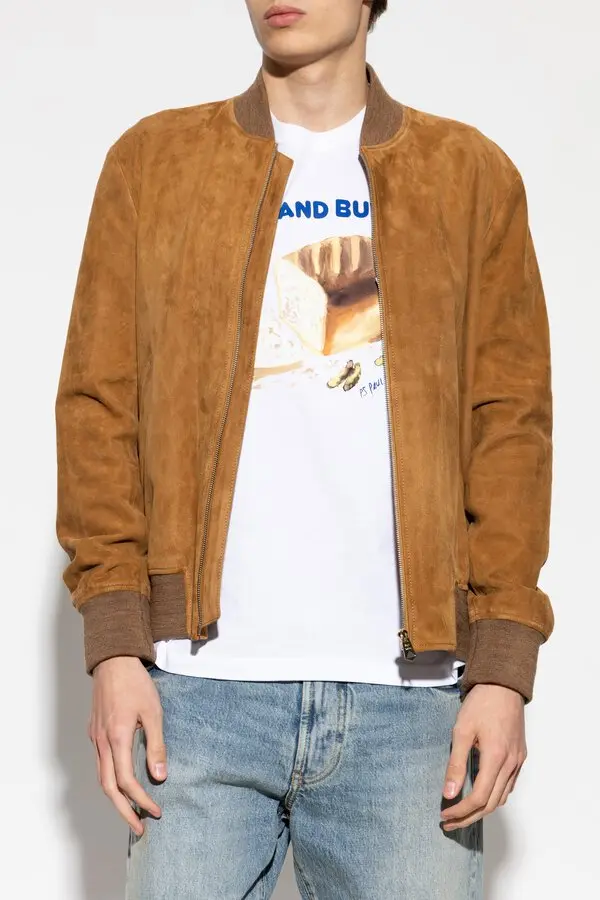 Paul Smith Suede Bomber Jacket - Brown