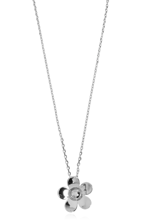 Marc Jacobs Tone Brass Floral Motif Necklace - Silver