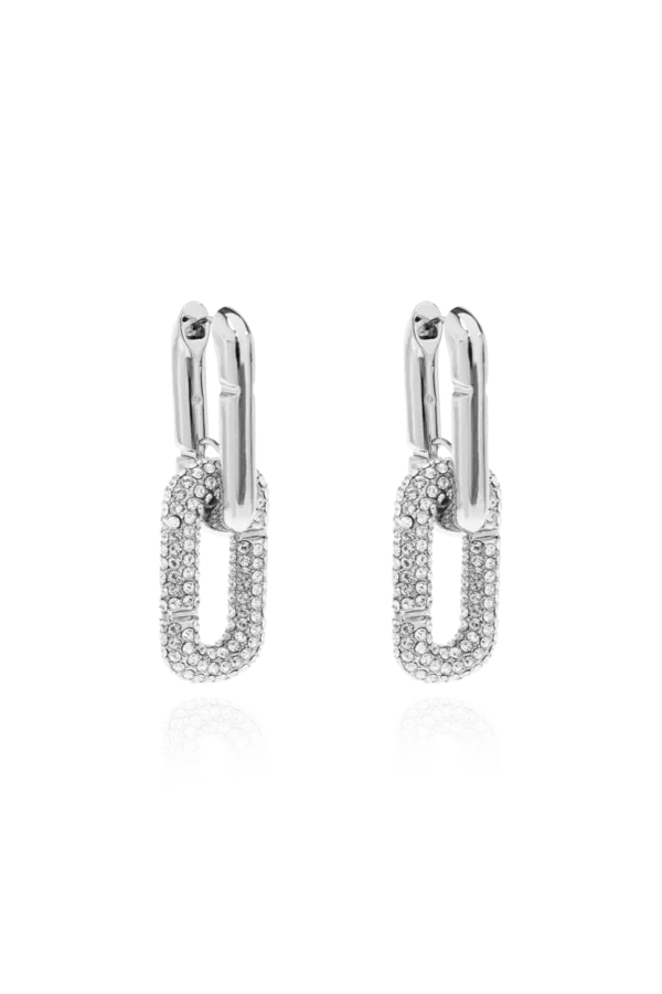 Marc Jacobs Crystal Embellished Link Hoop Earrings - Silver