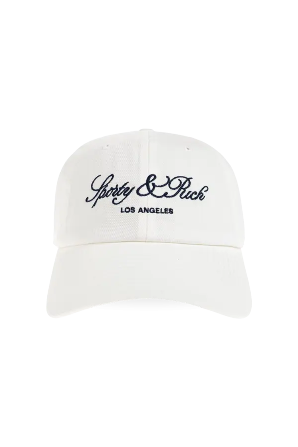 SPORTY & RICH Cotton Baseball Cap With Embroidered Logo - White