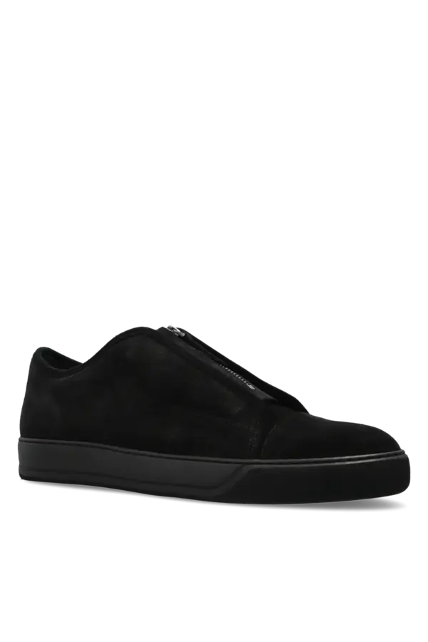 LANVIN Bb1 Suede Zip-up Low Top Sneakers - Black