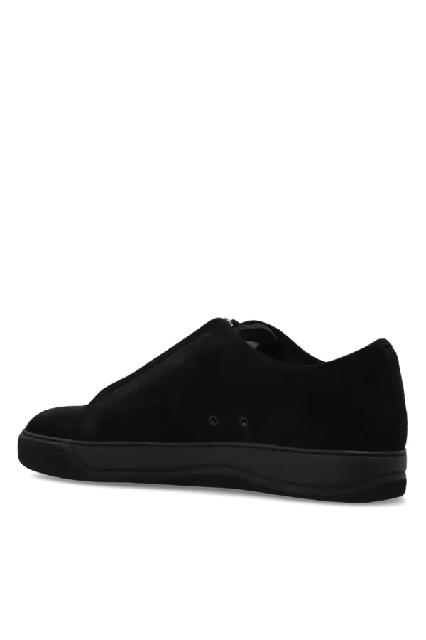 LANVIN Bb1 Suede Zip-up Low Top Sneakers - Black