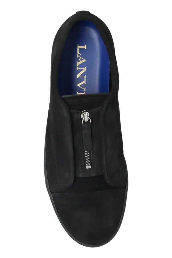 LANVIN Bb1 Suede Zip-up Low Top Sneakers - Black