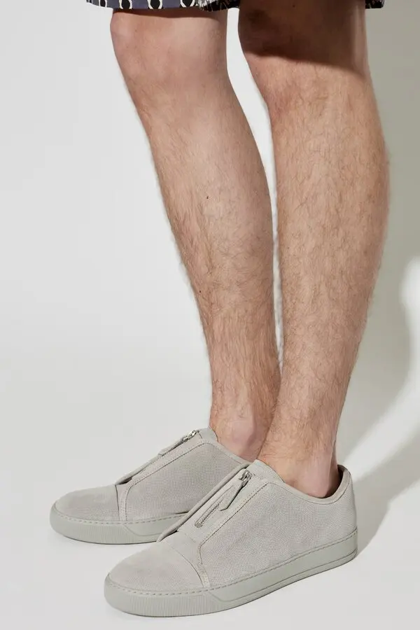 LANVIN Bb1 Suede Sneakers With Zipper Closure - Grey