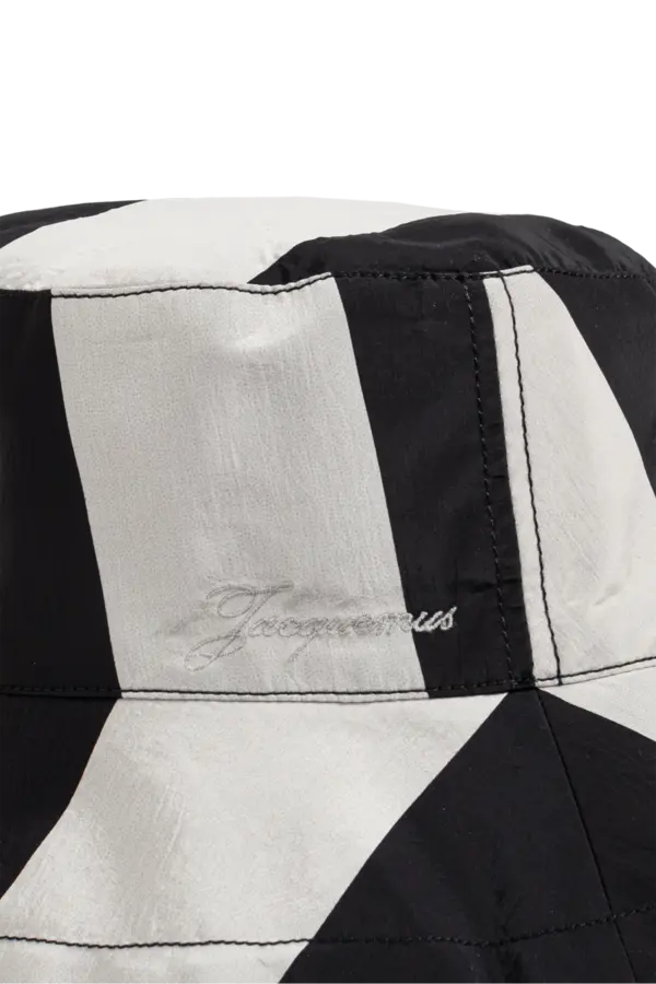 Jacquemus Bucket Hat With Embroidered Logo And Drawstring - Grey