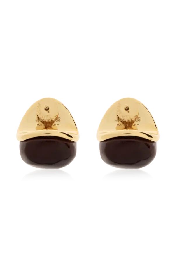 Jacquemus Wood And -tone Clip-on Earrings - Gold