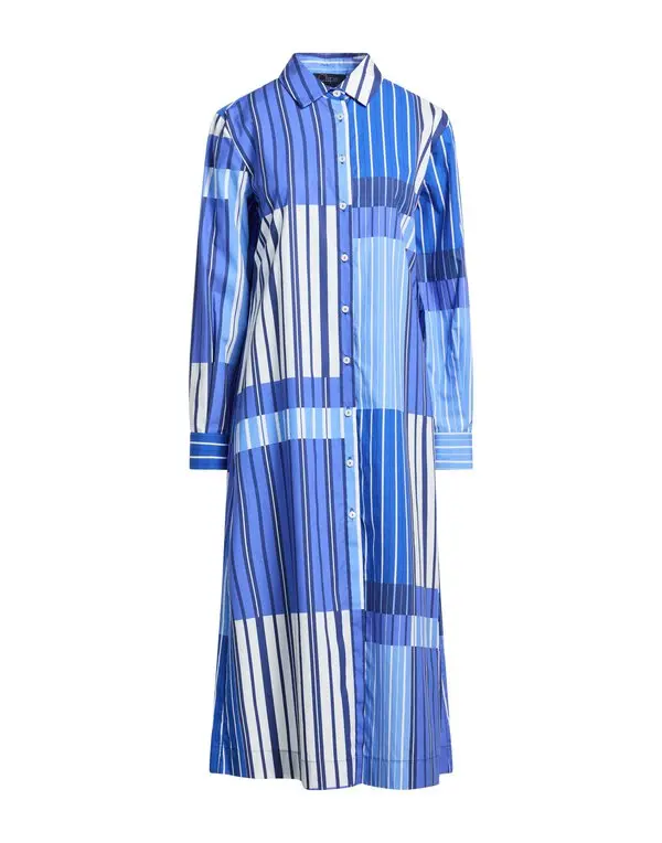 CLIPS Striped Cotton Midi Shirt Dress