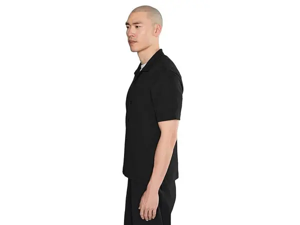 Vince Mesh Knit Short Sleeve Cabana Shirt T Shirt - Black