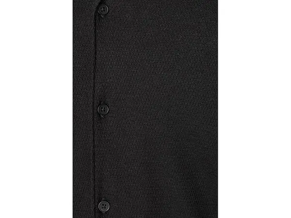 Vince Mesh Knit Short Sleeve Cabana Shirt T Shirt - Black