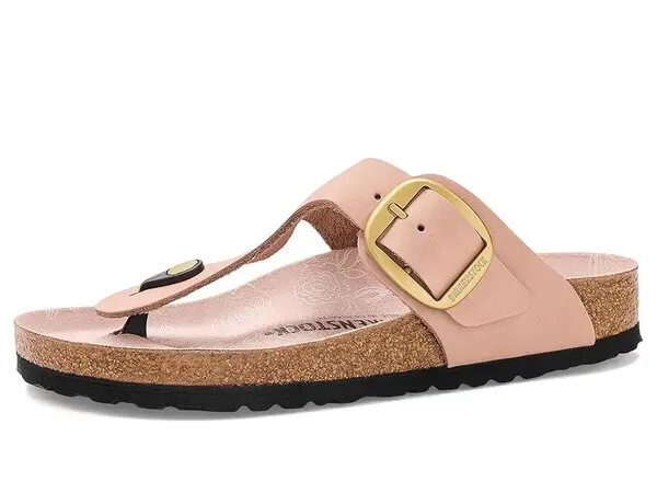 BIRKENSTOCK Gizeh Big Buckle Printed Footbed Nubuck Dress Sandals - Pink