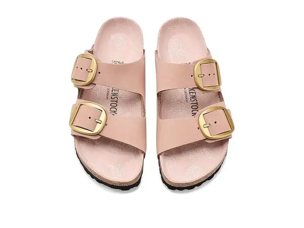 BIRKENSTOCK Gizeh Big Buckle Printed Footbed Nubuck Dress Sandals - Pink