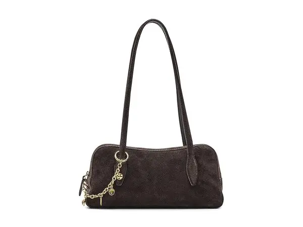 Madewell Suede Mini E/w Satchel Shoulder Charm Shoulder Handbags Dark Carob - Brown
