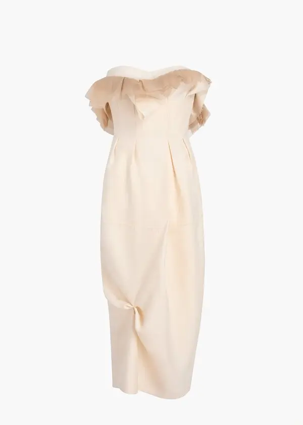 Khaite Salm Dress With Draped Panels And Raw Edges - Cream
