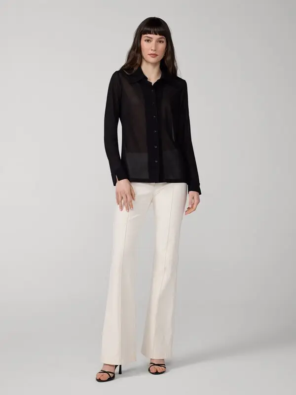 Diane Von Furstenberg Long Sleeve Sheer Shirt - Black