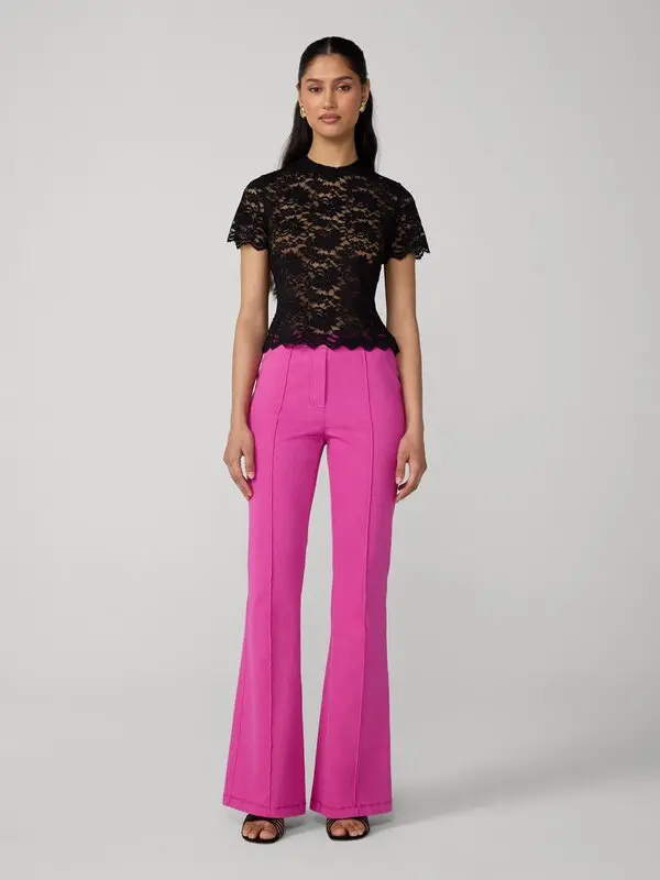 Diane Von Furstenberg Short Sleeve Lace Top