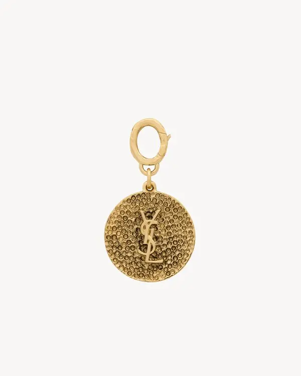 Saint Laurent Cassandre Charm In Metal - Patinated Gold