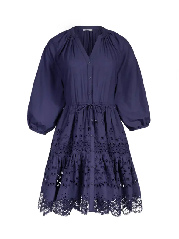 CHANGE OF SCENERY Sam Dress In Navy Calypso Eyelet - Blue