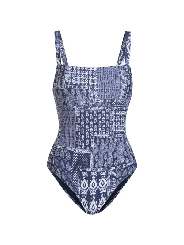 CHANGE OF SCENERY Tivara Patchwork One-piece Swimsuit - Blue/white