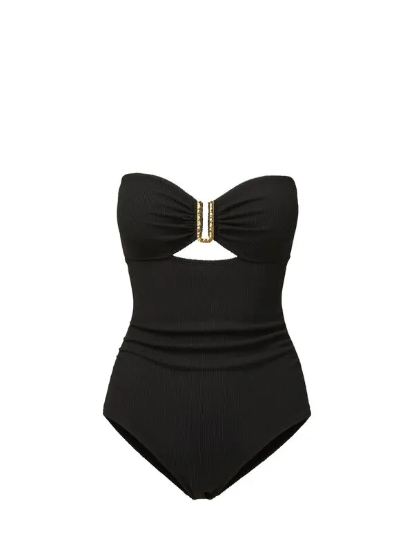 CHANGE OF SCENERY Lisa Bandeau One Piece Swimsuit With Gold Hardware - Black