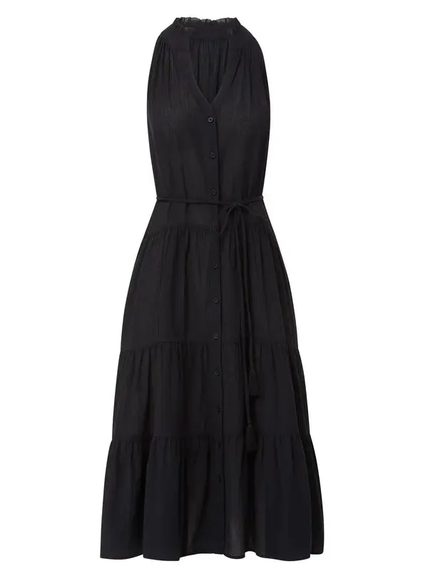 CHANGE OF SCENERY Tracy Tiered Maxi Shirtdress - Black