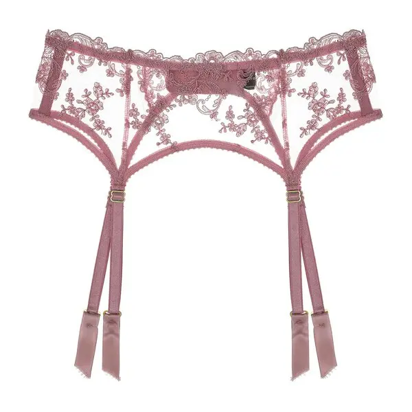 JOURNELLE Cristiana Embroidered Suspender Belt - Pink