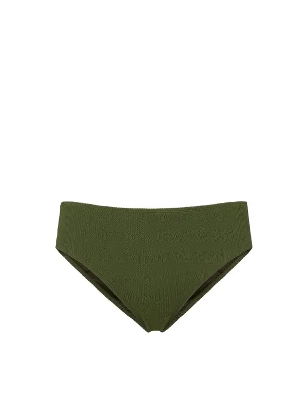 CHANGE OF SCENERY Classic Midrise Bikini Bottom In Textured Olive - Green
