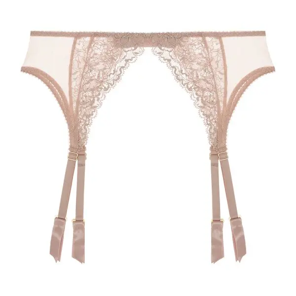 JOURNELLE Neutrals Chloe Suspender Belt Champagne / Chamblis - White