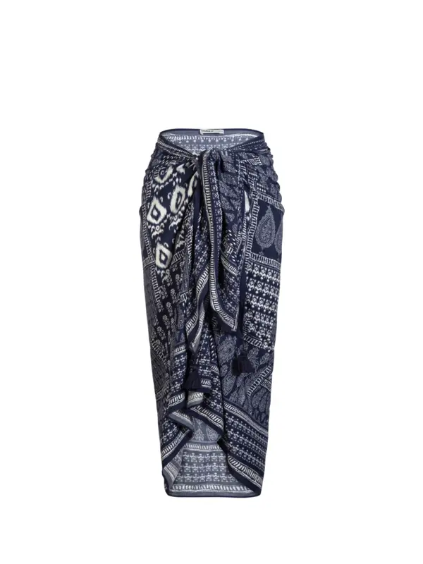 CHANGE OF SCENERY Blue / White Melanie Pareo In Tivara Ikat - Blue/white
