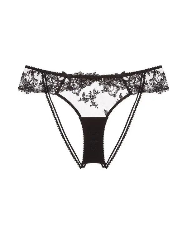 JOURNELLE Cristiana Ouvert With Floral Embroidery And Bow Detail - Black