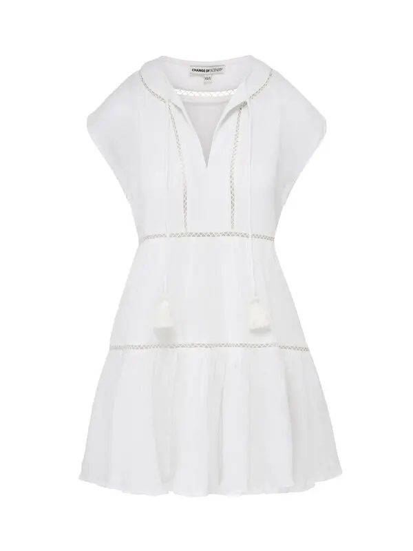 CHANGE OF SCENERY Gari Tiered Beach Dress - White