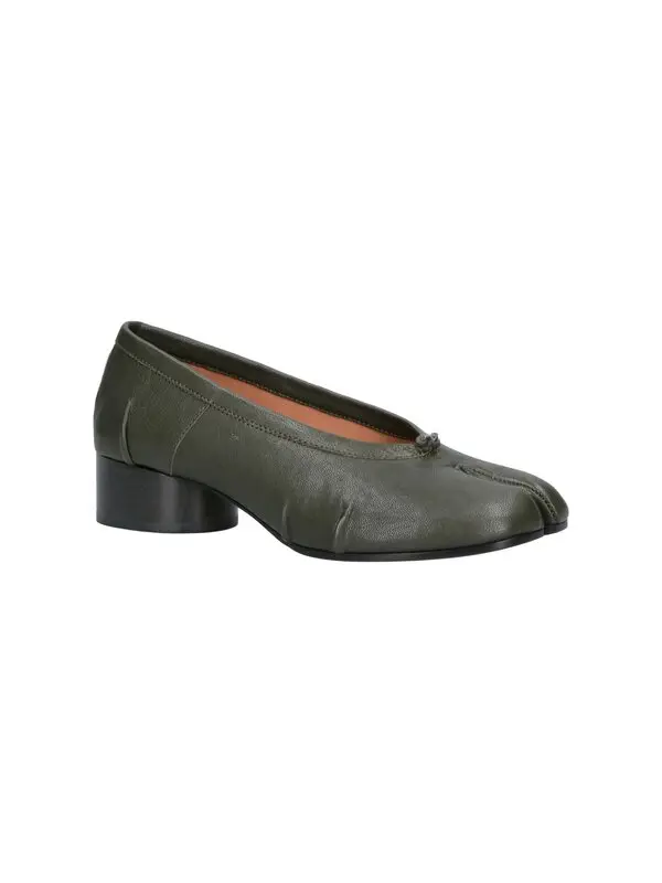 MAISON MARGIELA Tabi Ballet Flats In Sheep Leather - Green