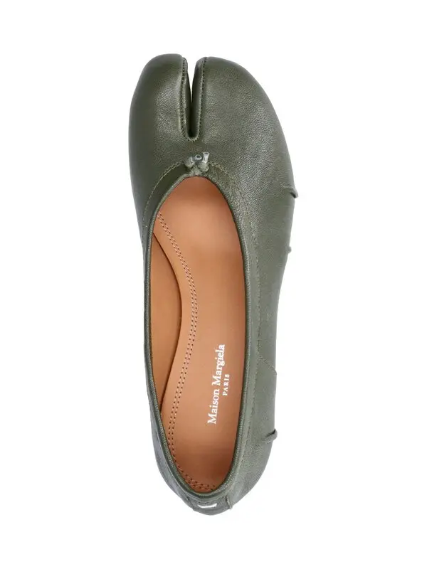 MAISON MARGIELA Tabi Ballet Flats In Sheep Leather - Green