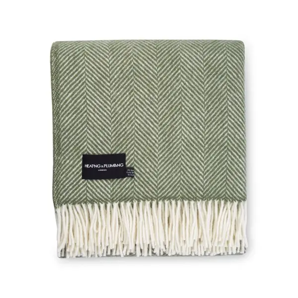 HEATING & PLUMBING LONDON Evening Tales Pure New Wool Blanket - Green