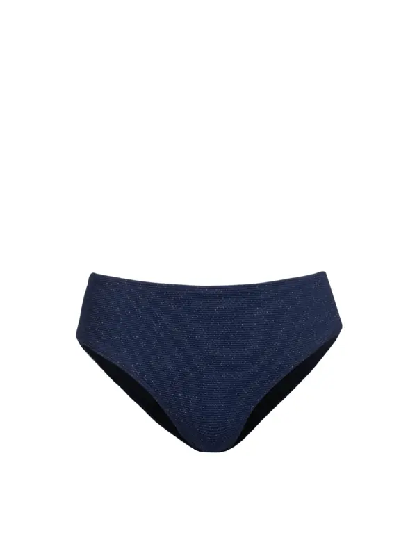 CHANGE OF SCENERY Classic Midrise Bikini Bottom In Metallic Marine - Blue