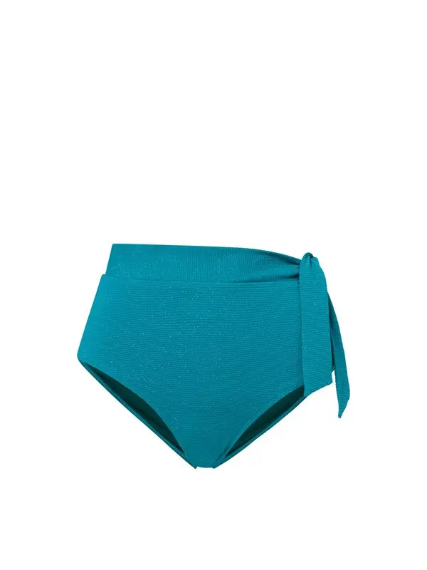 CHANGE OF SCENERY Side Tie High Waist Bikini Bottom - Green/blue