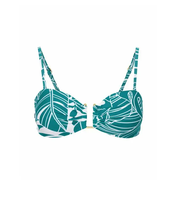CHANGE OF SCENERY Gina Sweetheart Neckline Bikini Top - Green/blue