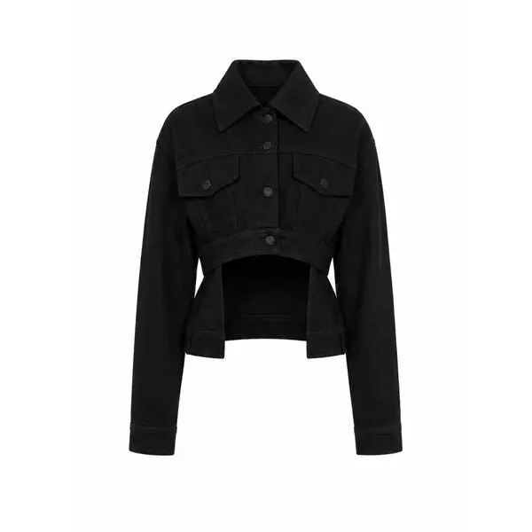 GAO REPUBLIC Asymmetrical Hi-lo Denim Jacket