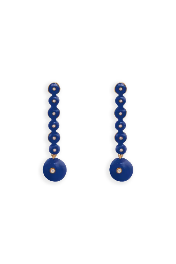 LAVANI JEWELS Hibiscus Drop Earrings With Diamond Accents - Blue