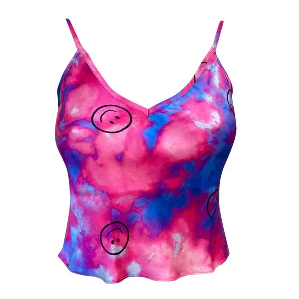 ROY G. Ultraviolet Tie-dye Silk Camisole Top