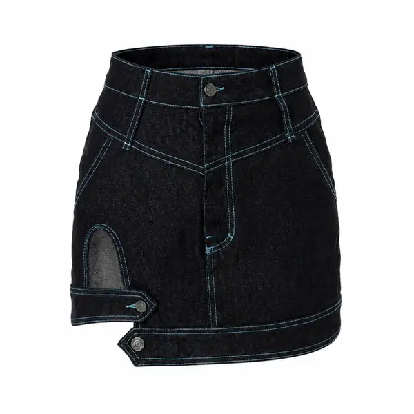GAO REPUBLIC Denim Mini Skirt With Cut-out Detail