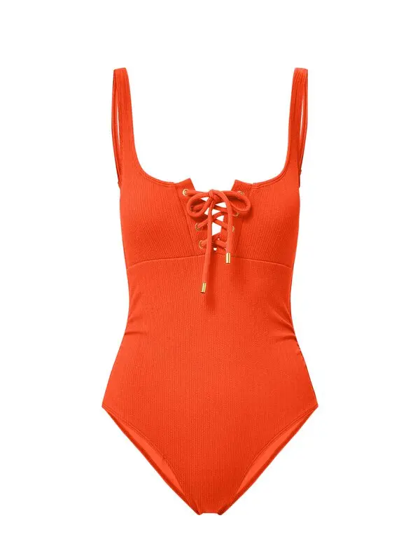 CHANGE OF SCENERY Taylor Lace-up One Piece Swimsuit - Red/yellow