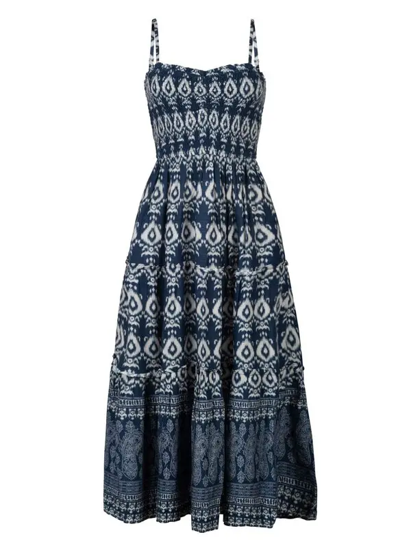 CHANGE OF SCENERY Tivara Ikat Cecilia Dress - Blue/white