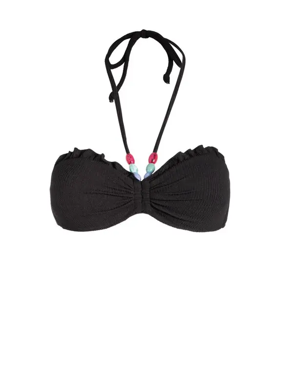 CHANGE OF SCENERY Alexis Bandeau Top With Beaded Halter Tie - Black