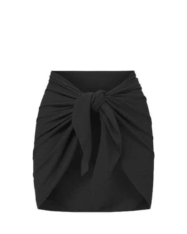 CHANGE OF SCENERY Liv Sarong In Textured Swim Fabric - Black
